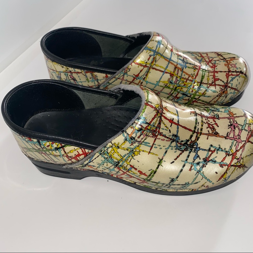 Dansko Multicolor Splatter Leather Clogs - Gem